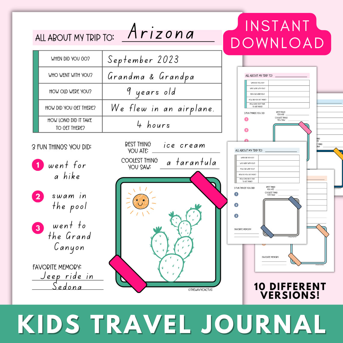 Travel Journal Kids Printable, Vacation Diary Kids Instant Download ...