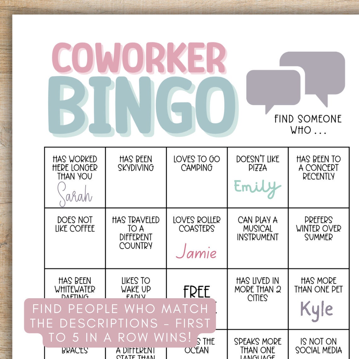 Coworker Bingo Cards Printable, Office Party Game, Employee Bingo Game, Workplace Find Someone ...