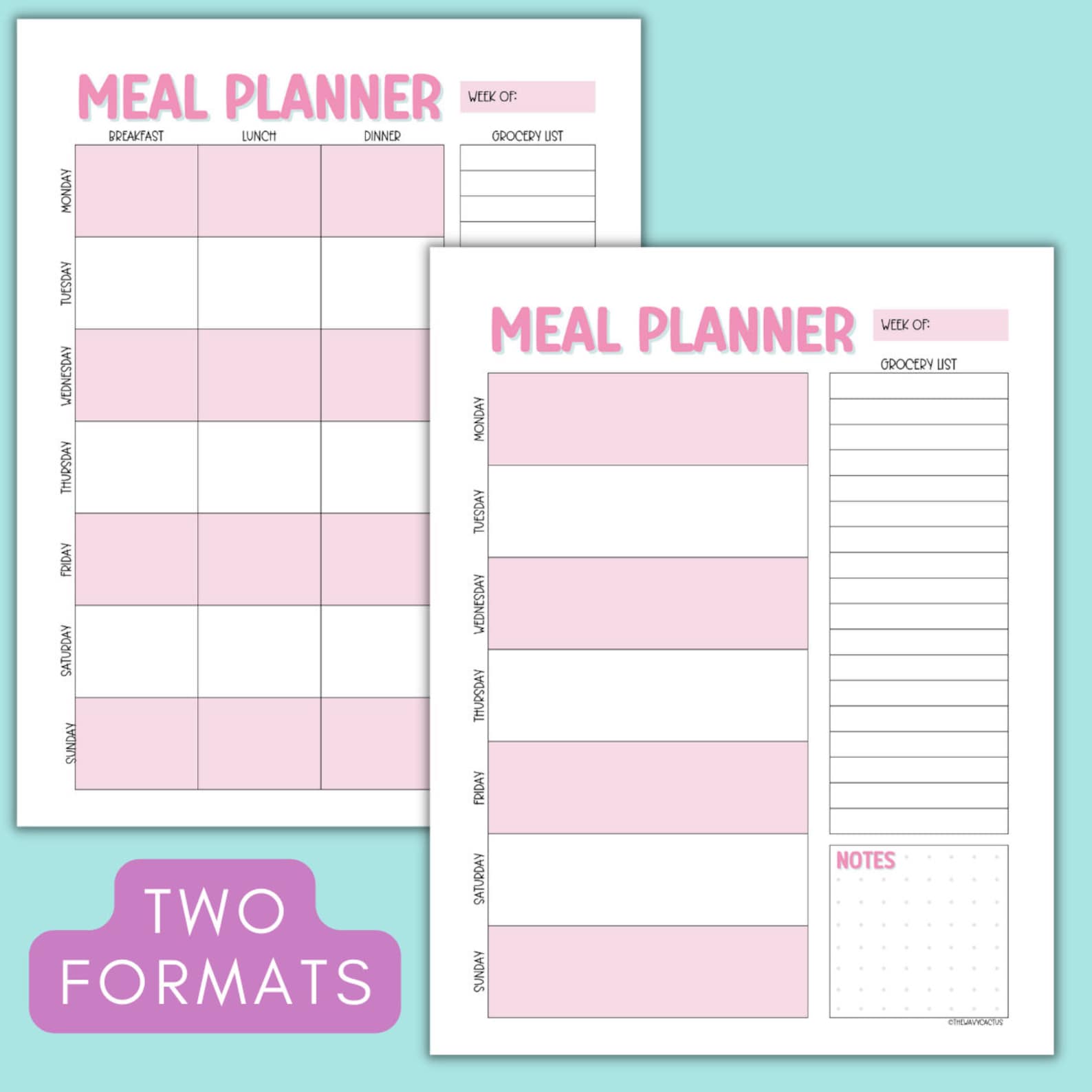 Weekly Meal Planner Printable Template, 7 Day Menu Recipe Planner With ...