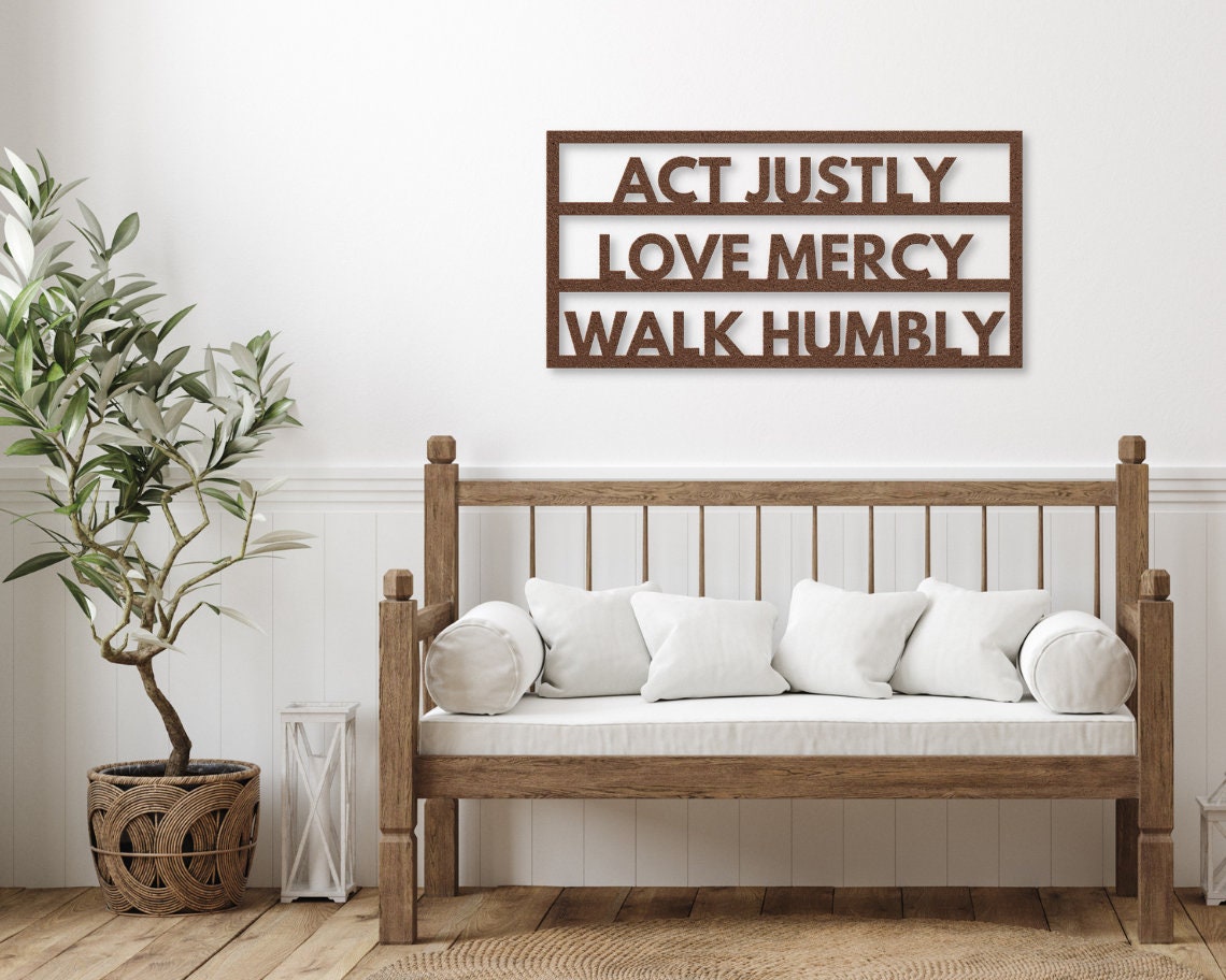 Christian Metal Wall Art Act Justly Love Mercy Walk Humbly, Scripture ...