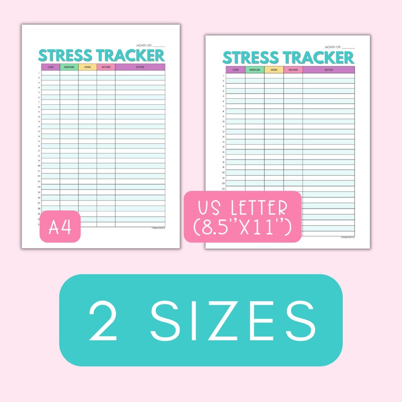 Stress Tracker Printable Template, Mental Health Log, Daily Stress Log ...
