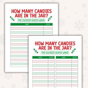 Christmas Guessing Game Printable Holiday Party Group Game, Fun ...