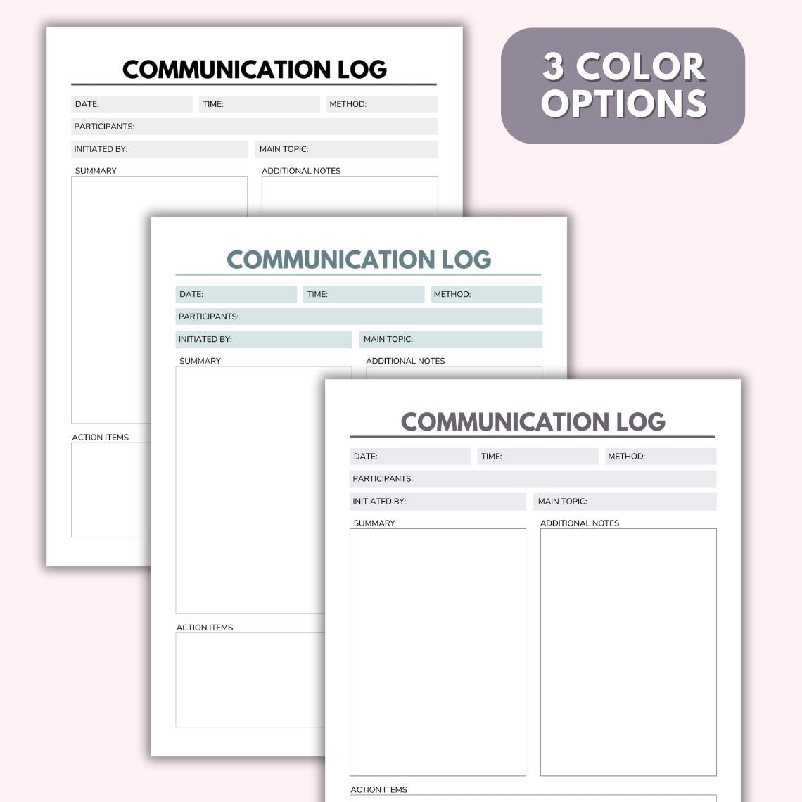 Communication Log Printable, Minimal Daily Call Log Template, Parent ...