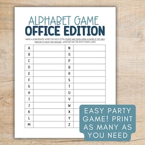 Office Party Game Printable, Alphabet A to Z Team Building Game ...