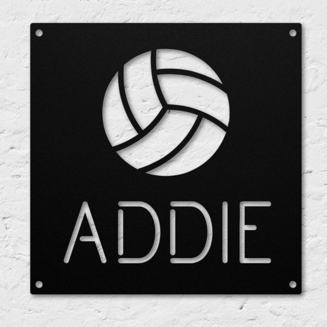 Custom Volleyball Metal Wall Art, Personalized Volleyball Name Sign ...