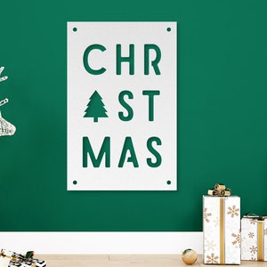 Christmas Tree Metal Sign | Merry Christmas Outdoor Metal Wall Art ...