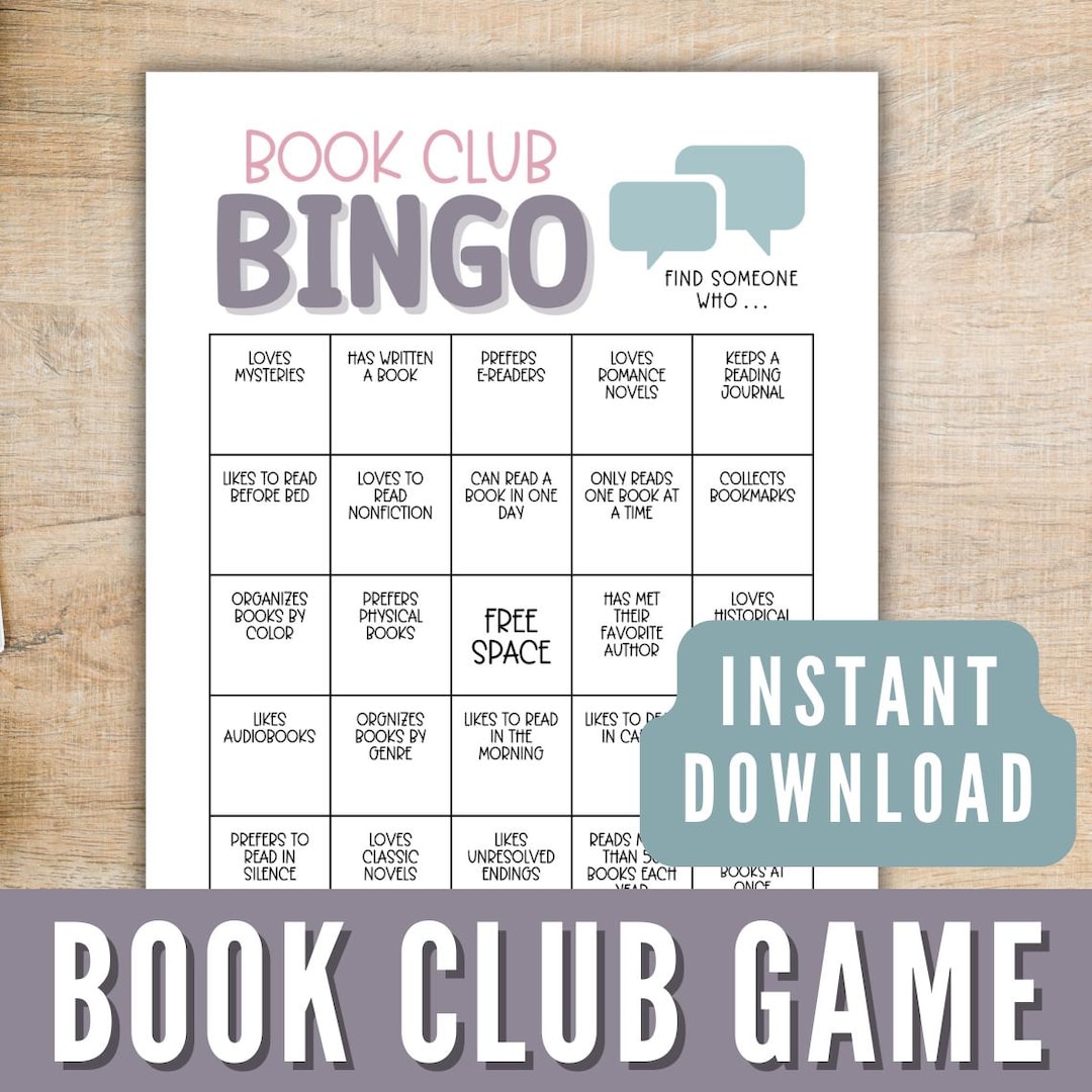 Book Club Bingo Game Printable, Book Club Icebreaker Game, Book Club ...