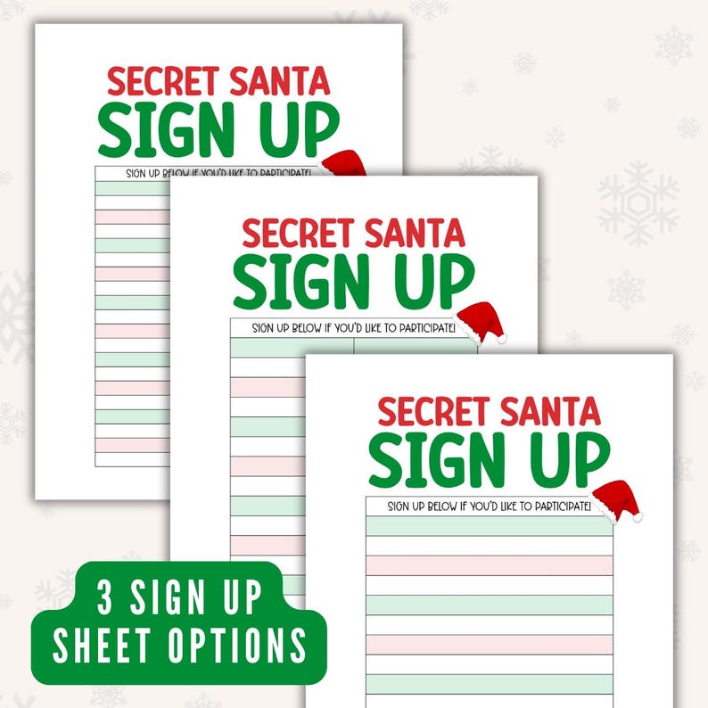 Secret Santa Printable Bundle, Secret Santa Questionnaire for Holiday ...