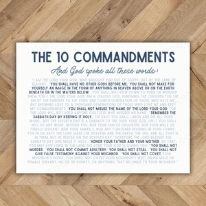 Ten Commandments Print, Minimalist Christian Wall Art, Modern Bible ...