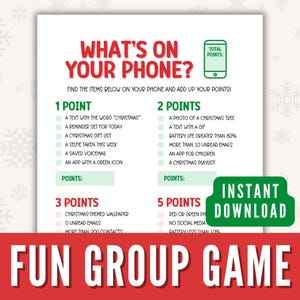 Christmas What's on Your Phone Game Printable, Christmas Group Game ...