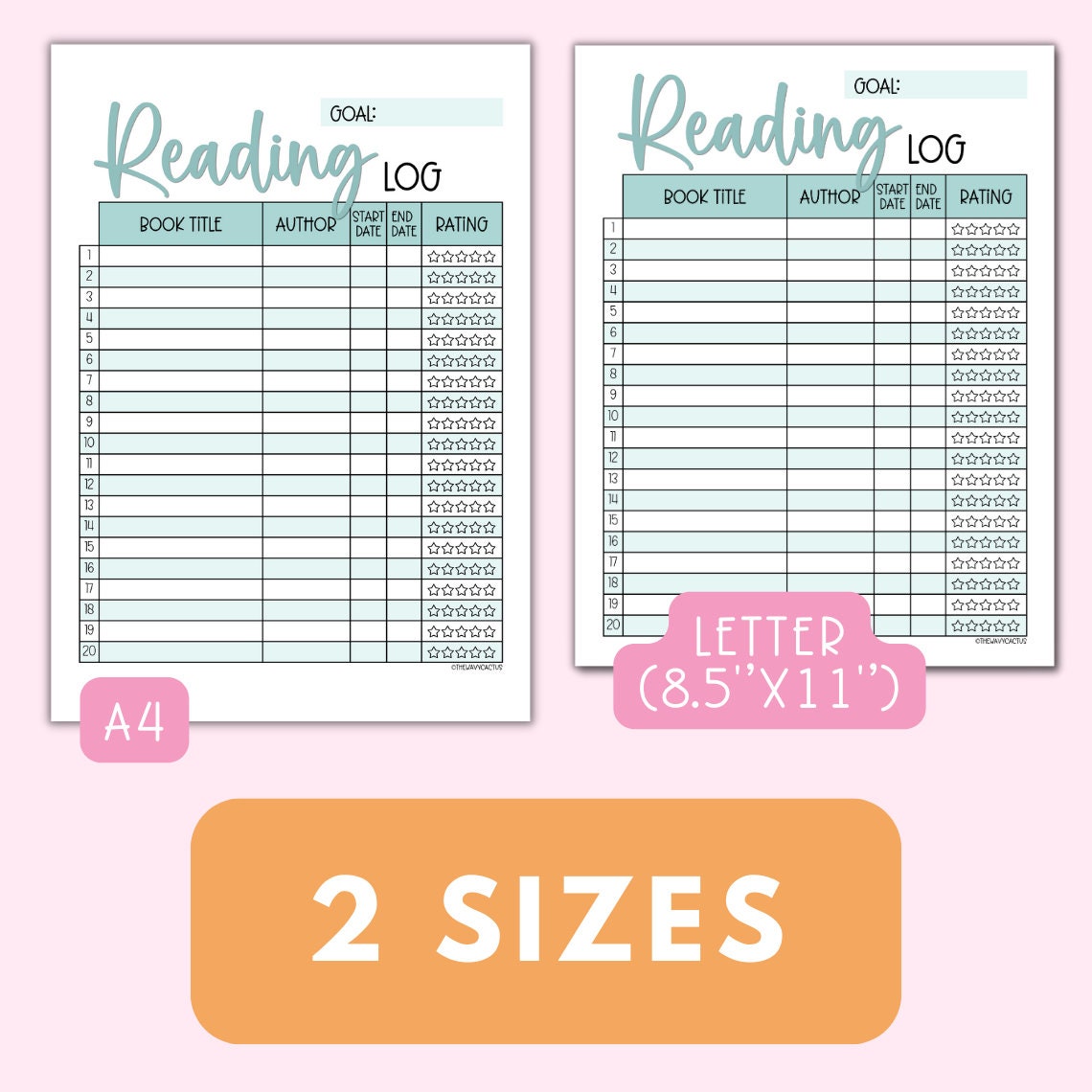 Reading Log Printable for Adults or Kids Reading List Book Tracker ...