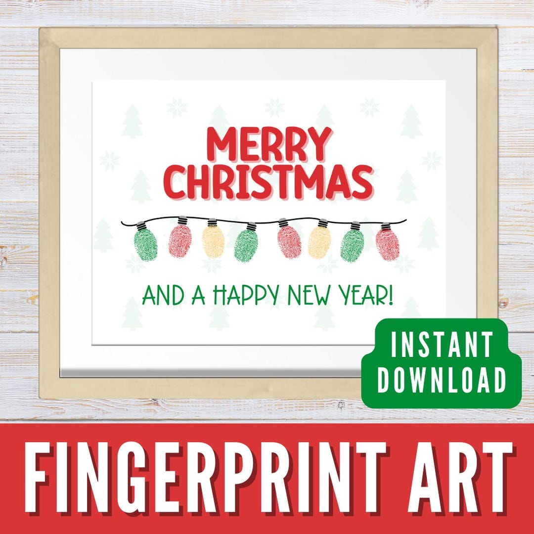 Merry Christmas Lights Handprint Art Printable, Fingerprints Sunday ...