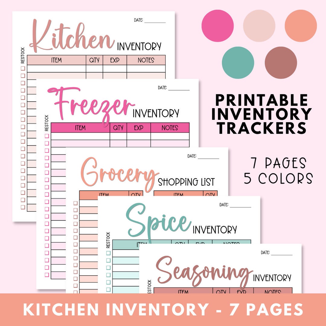 Kitchen Inventory Planner Printable | Grocery Shopping List Organizer ...