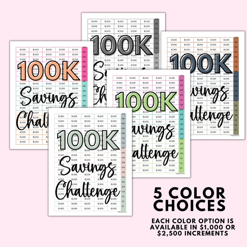 100000 Savings Challenge Printable | 100K Savings Challenge Tracker ...