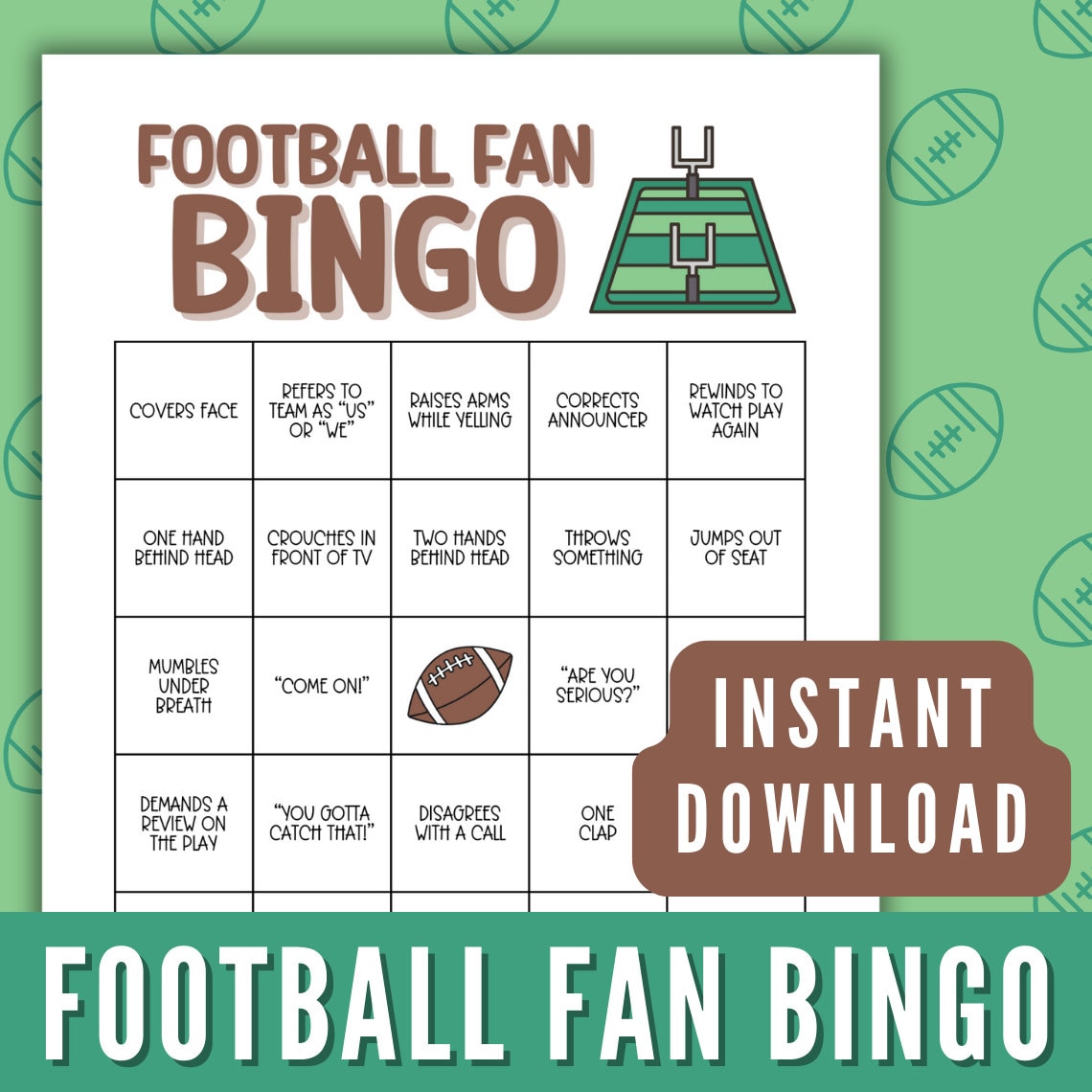 Football Fan Bingo Cards Husband Edition Printable, Fun Husband ...