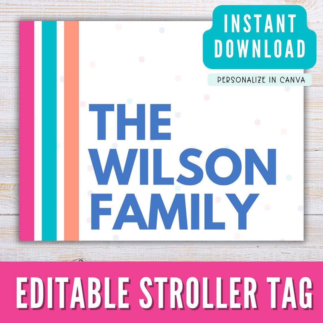 Stroller Tag Printable, Personalized Stroller Tag, Printable Stroller ...