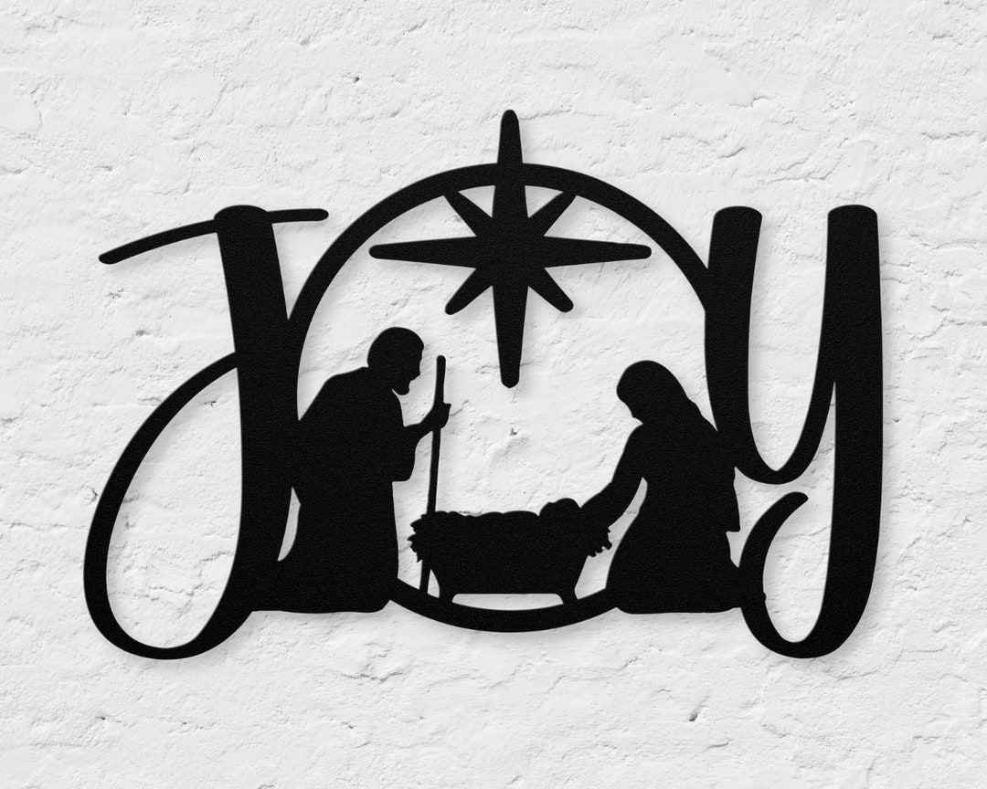 Nativity Metal Wall Art | Joy of Christmas Nativity Scene Outdoor Sign ...