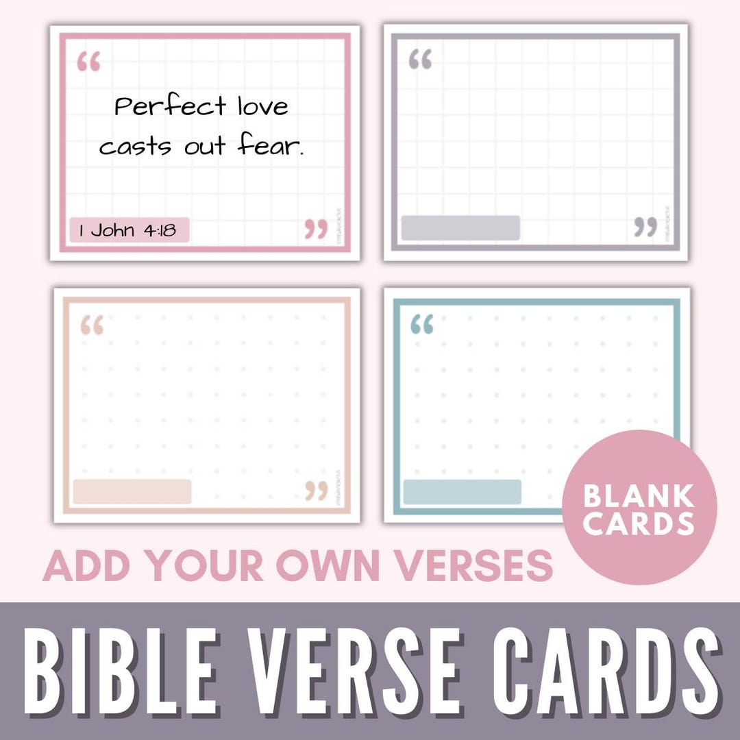 Blank Bible Verse Cards Printable, Scripture Memorization Flash Cards, Scripture Cards, Bible ...