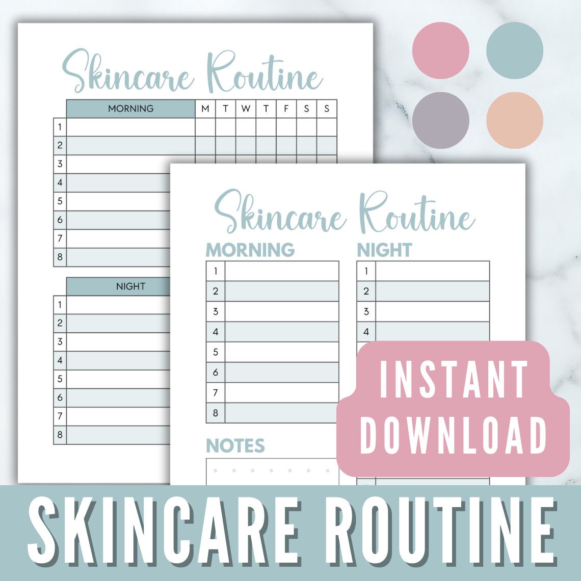 Skincare Routine Template Printable, Skincare Template Planner ...