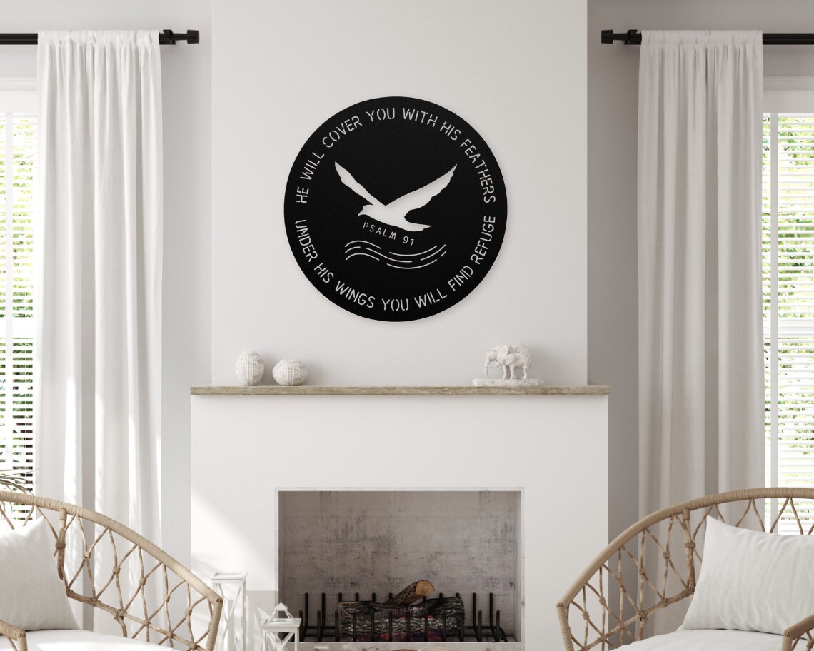 Psalm 91 Metal Wall Art Christian Metal Wall Decor Bible Verse Metal ...