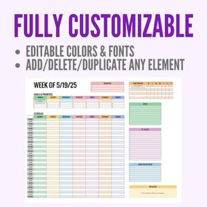 Onenote Weekly Planner Template Half Hour Schedule, Colorful Minimalist ...