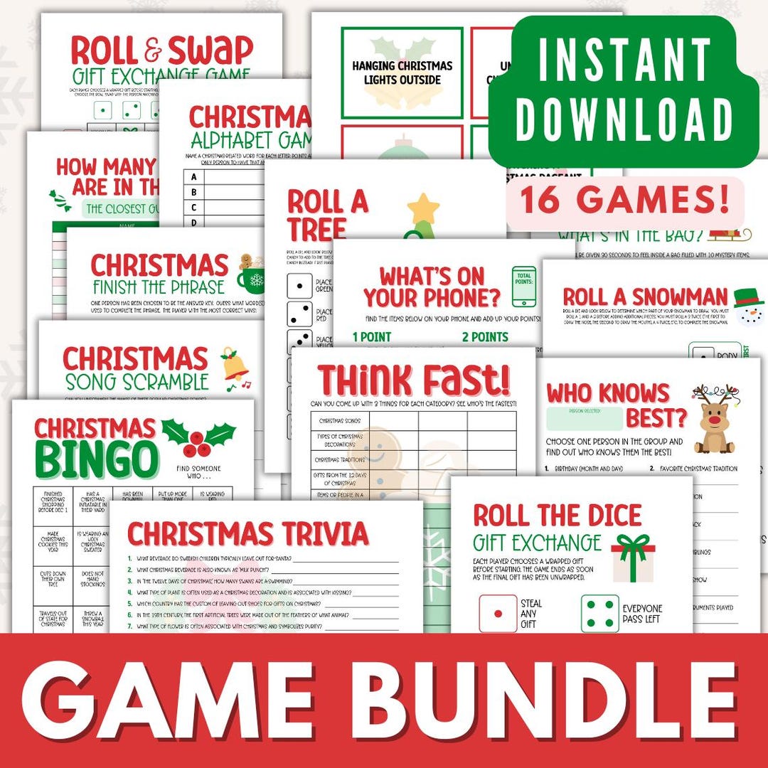 Christmas Game BUNDLE, Printable Holiday Games, Office Xmas Party Games ...