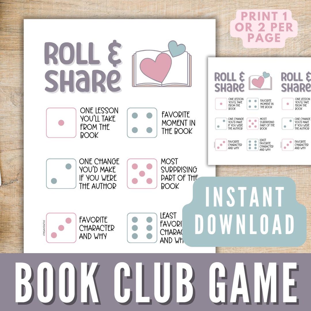 Book Club Game Printable, Book Club Dice Game, Printable Discussion ...