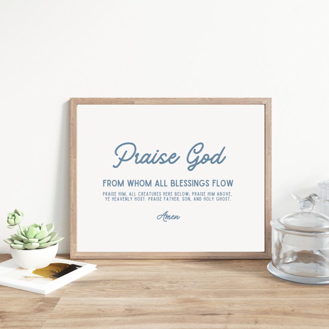 Christian Wall Art Doxology Print, Modern Coastal Style, Vintage Design ...