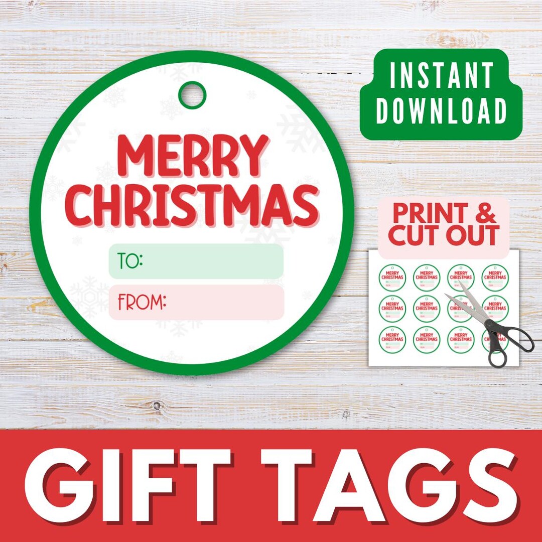 Merry Christmas Gift Tag Printable, Red and Green Gift Tags, Cookie ...