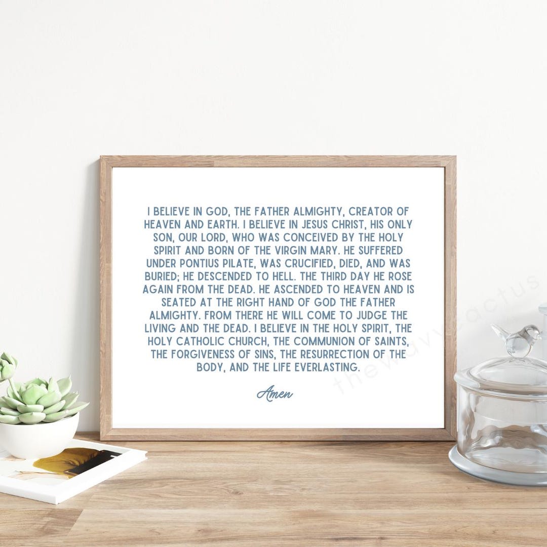 Christian Wall Art, Minimalist Artwork of Apostles Creed, Modern Home ...