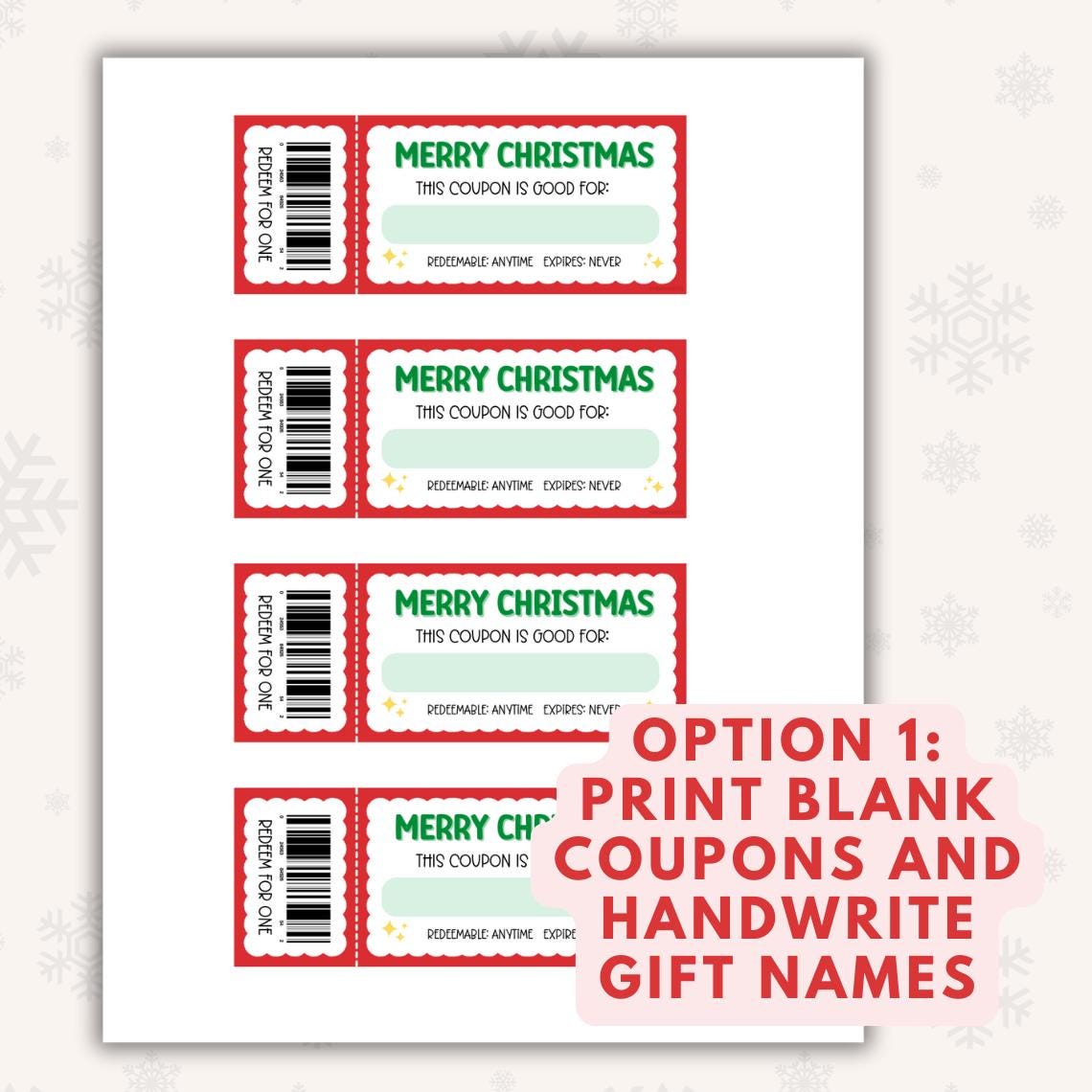 Christmas Coupon Template, Editable Canva Template Gift Coupons, Cute ...