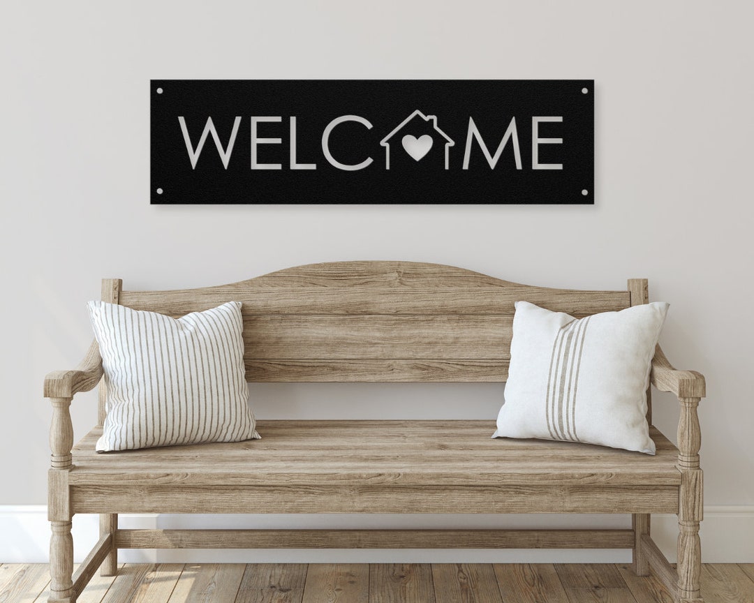 Horizontal Metal Welcome Sign, Housewarming Gift, Home Staging Decor ...