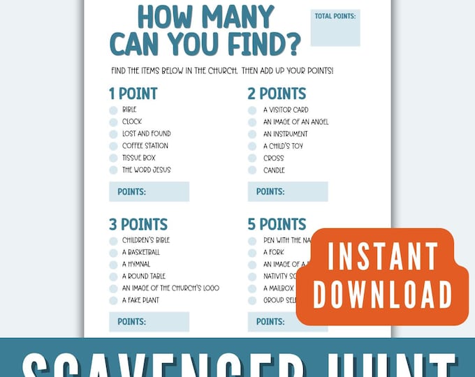 Editable Church Scavenger Hunt Ideas, Personalized Church Treasure Hunt ...