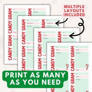 Candy Grams Template Printable, Editable PTA Holiday Event, Canva ...