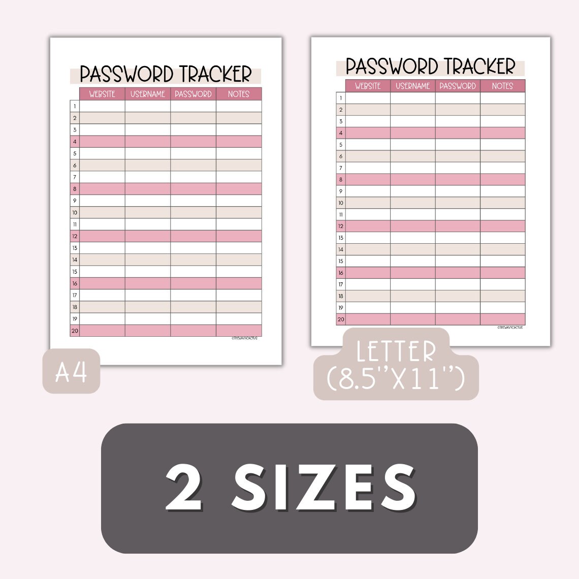 Password Tracker Printable Password Log And Organizer Password Keeper Sheet Password Manager