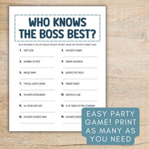 Who Knows the Boss Best Game Printable, Team Building Games, Coworker ...
