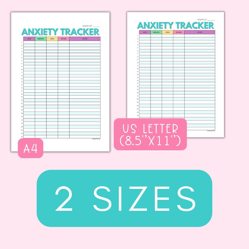 Anxiety Tracker Printable Template, Mental Health Log, Daily Stress Log ...