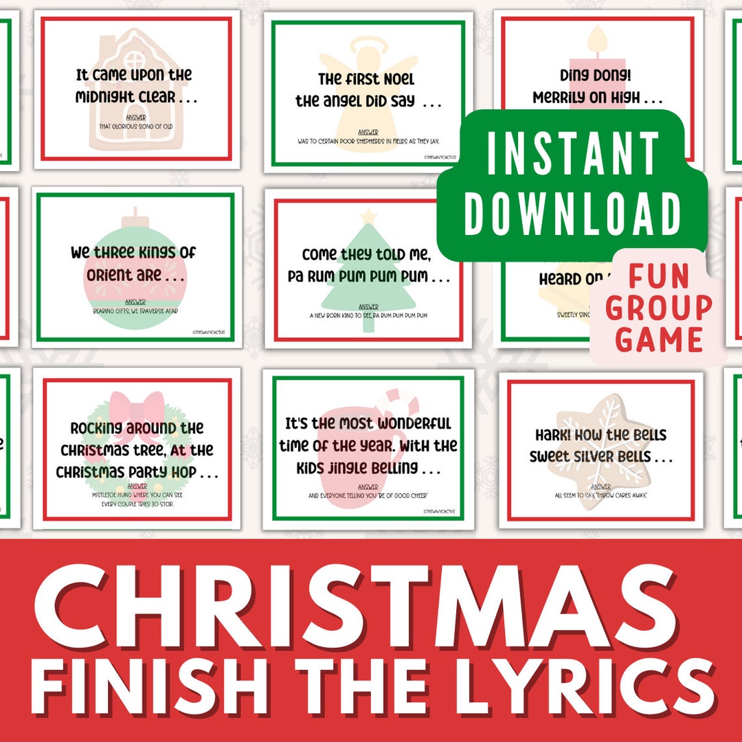 Christmas Carols Finish the Lyrics Game Printable, Christmas Party Game ...