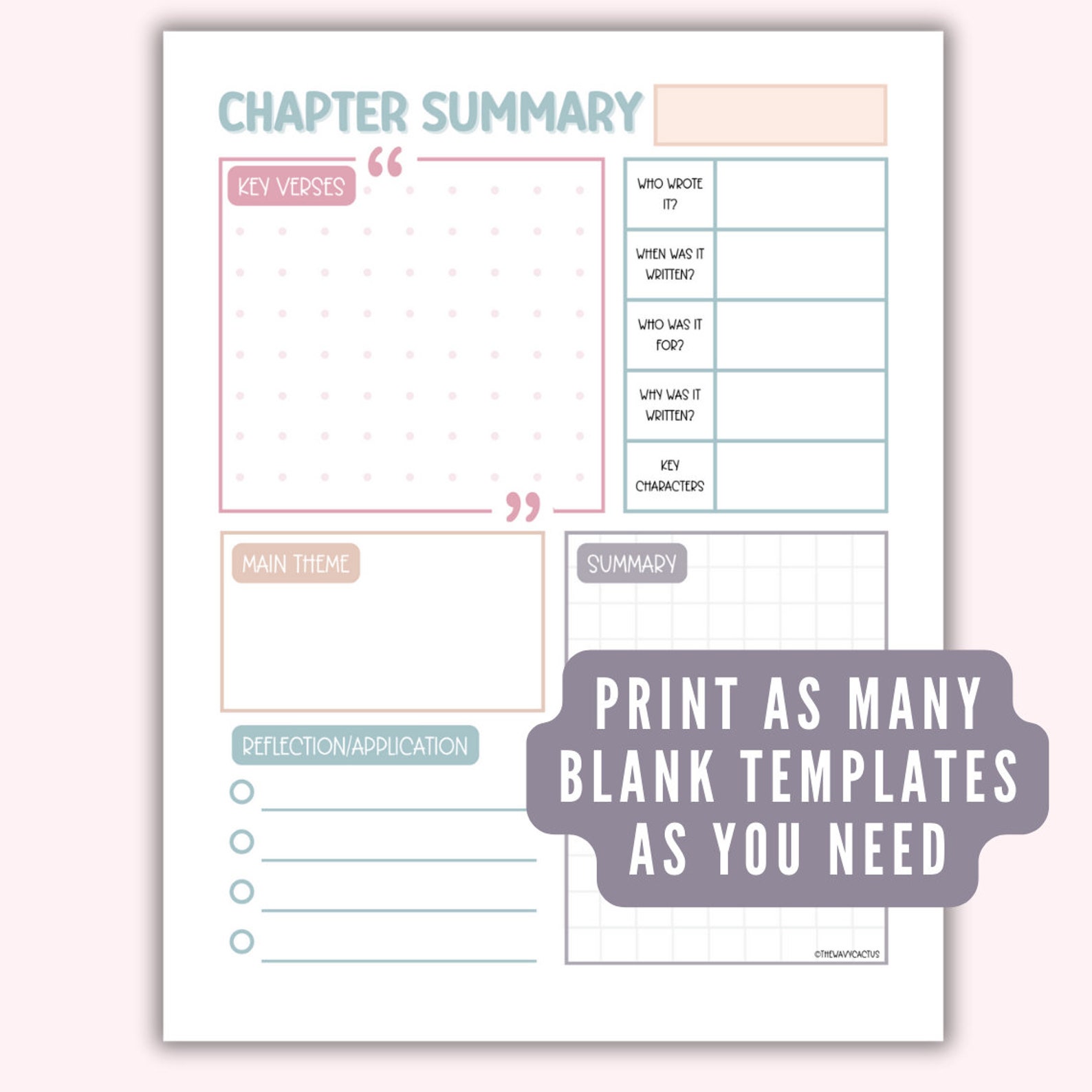 Bible Chapter Summary Template Printable Bible Study, Colorful Bible Summary, Neutral Bible ...