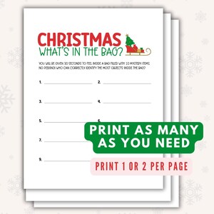 Christmas Guessing Game Printable, Guess What's in the Bag Game, Office ...