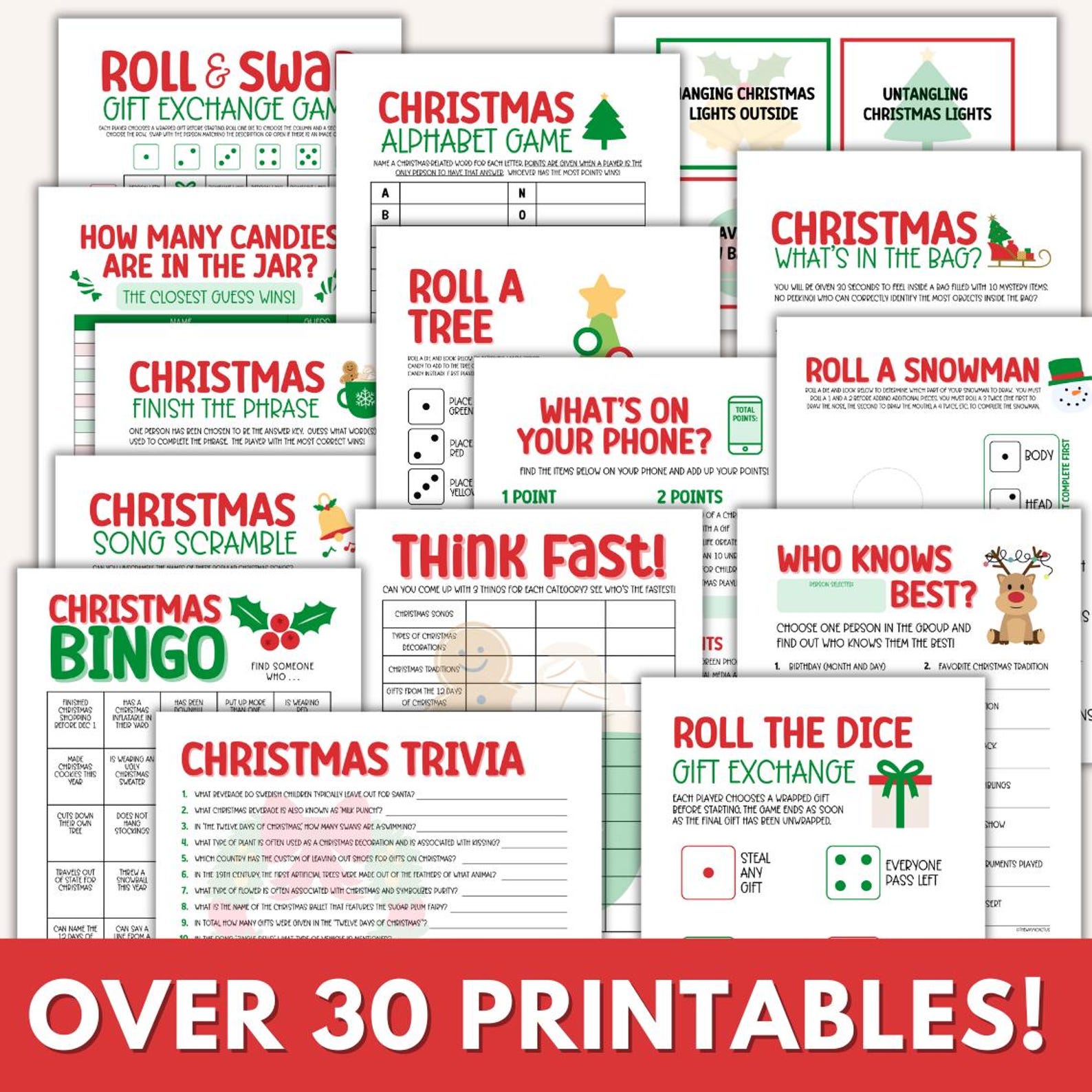 Printable Christmas BUNDLE, Holiday Games Printables, Xmas Games and ...