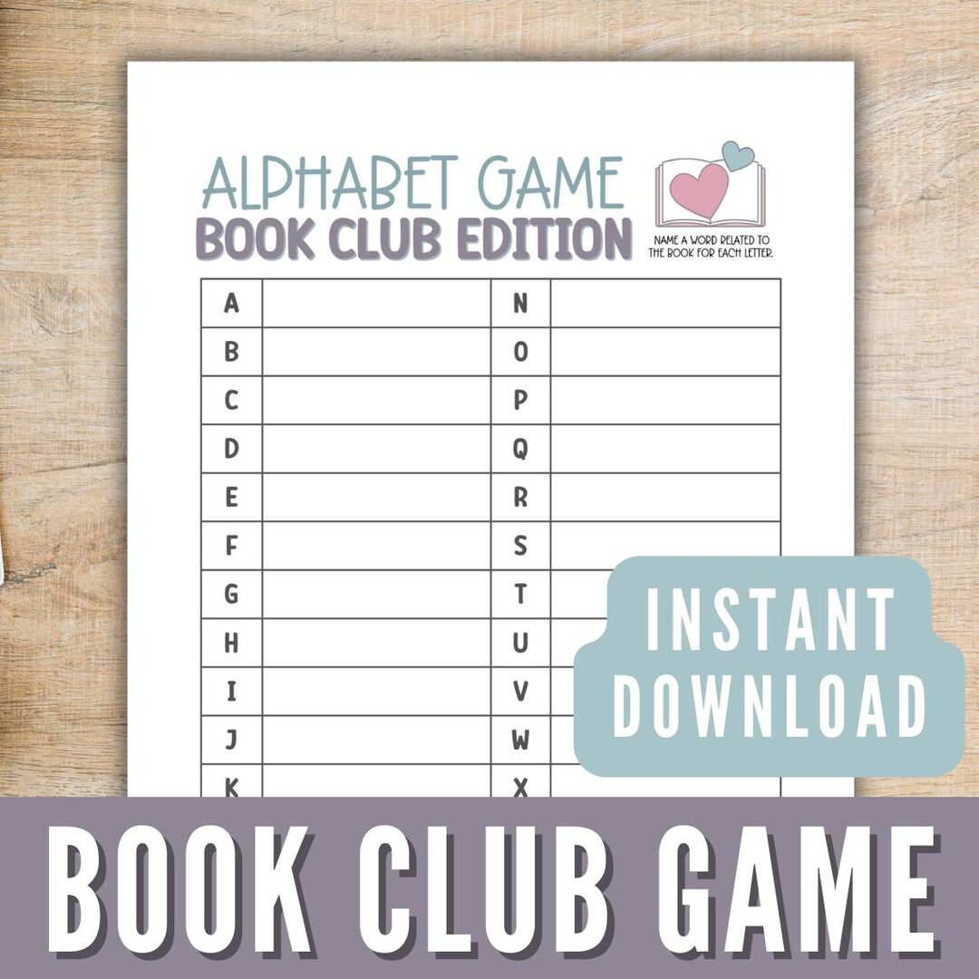 Book Club Game Printable, Alphabet A to Z Icebreaker Game, Book Club ...