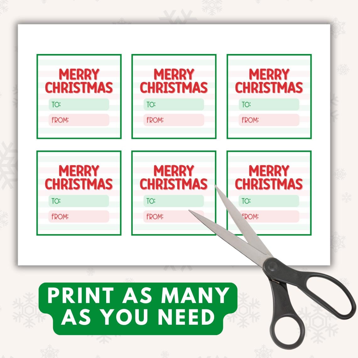 Merry Christmas Gift Tag Printable, Red and Green Gift Tags, Cookie ...