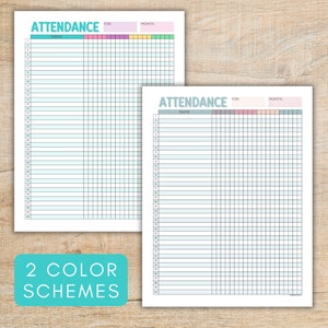 Attendance Tracker Printable, Colorful Attendance Sheet Template, Boho ...