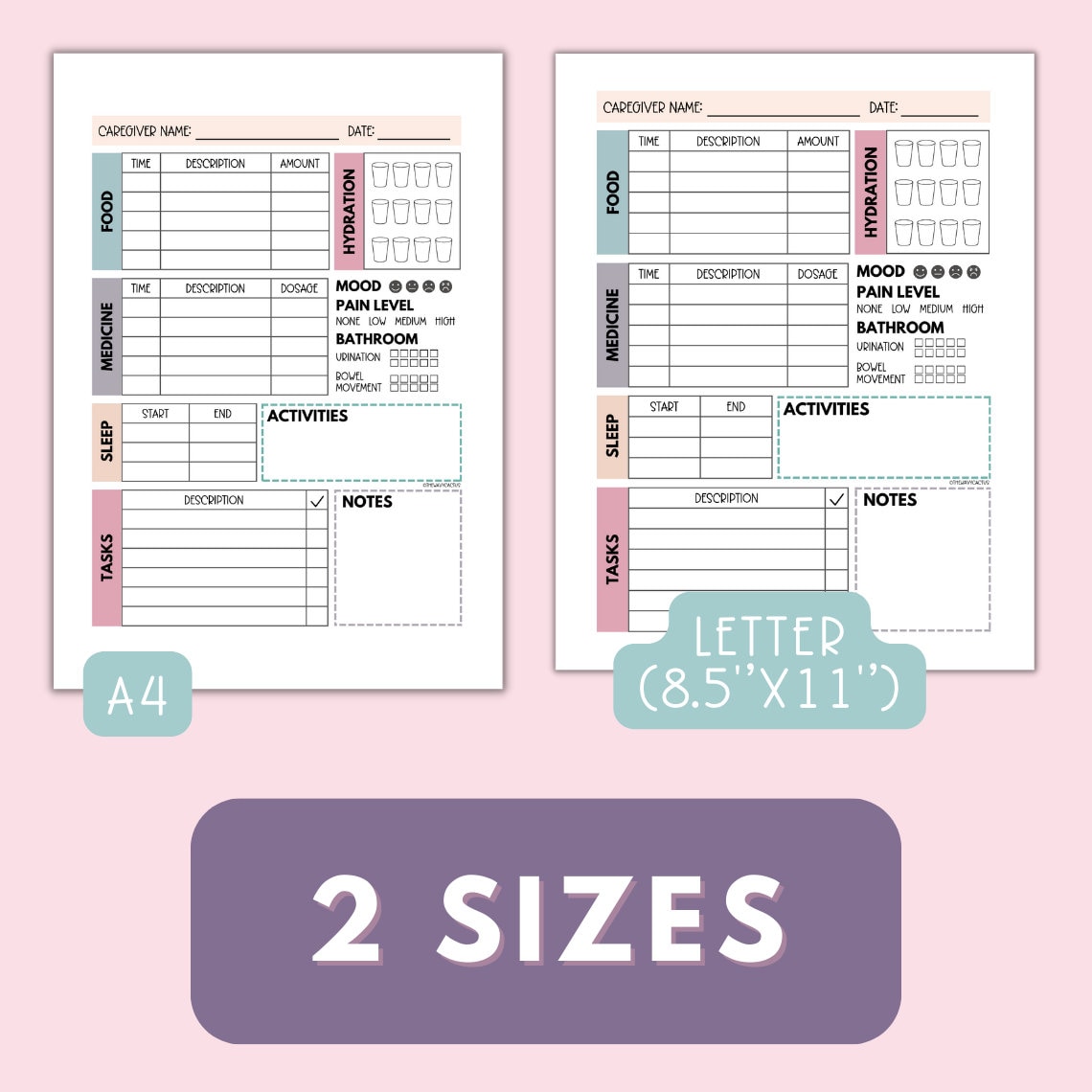 Caregiver Log Printable, Caregiver Daily Log Instant Download ...