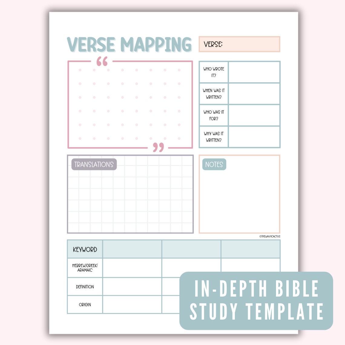 Bible Verse Mapping Printable Template, Verse Mapping Journal, Verse ...