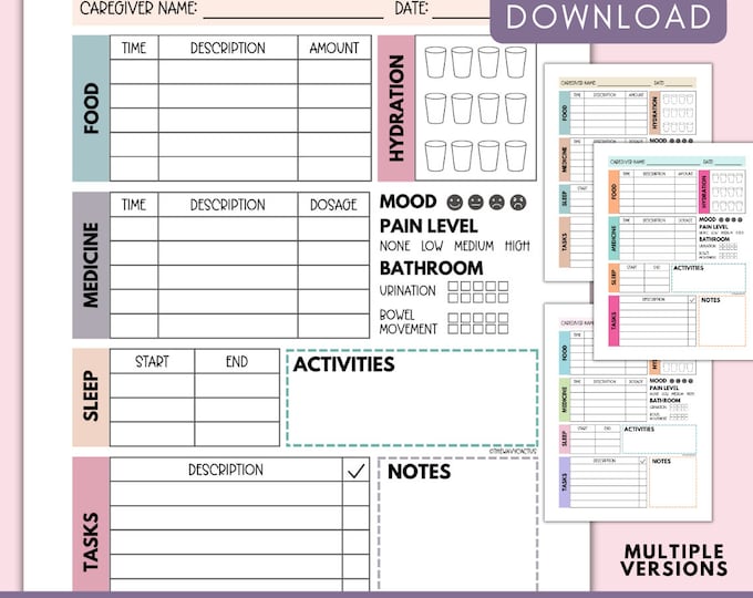 Home Caregiver Schedules Caregiver Daily Task Check List, Caregiver ...