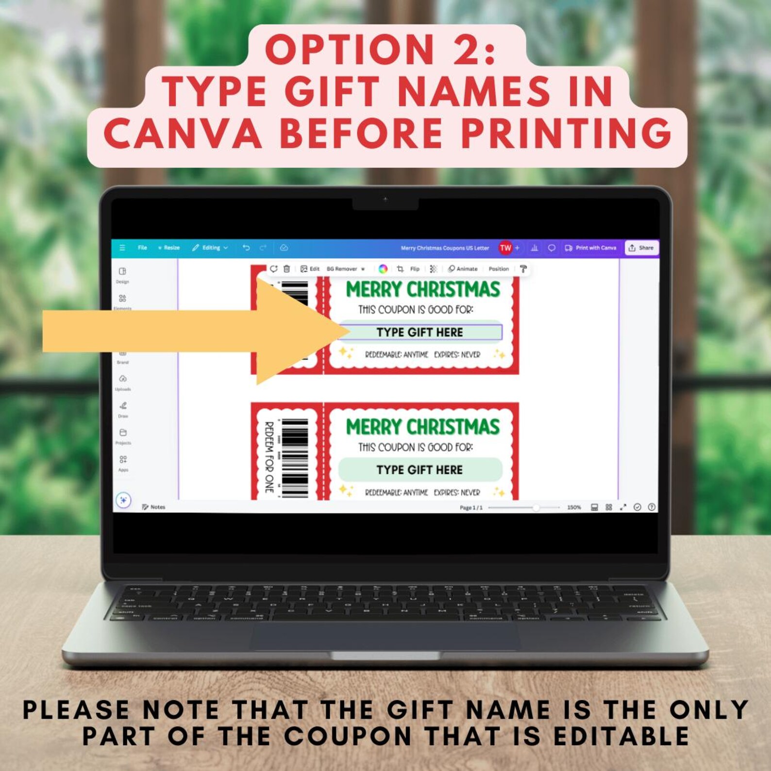 Christmas Coupon Template, Editable Canva Template Gift Coupons, Cute ...