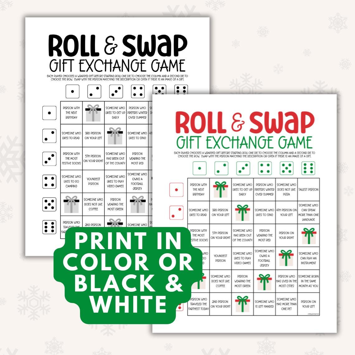 Christmas Gift Exchange Game Printable, Left Right Christmas Game ...