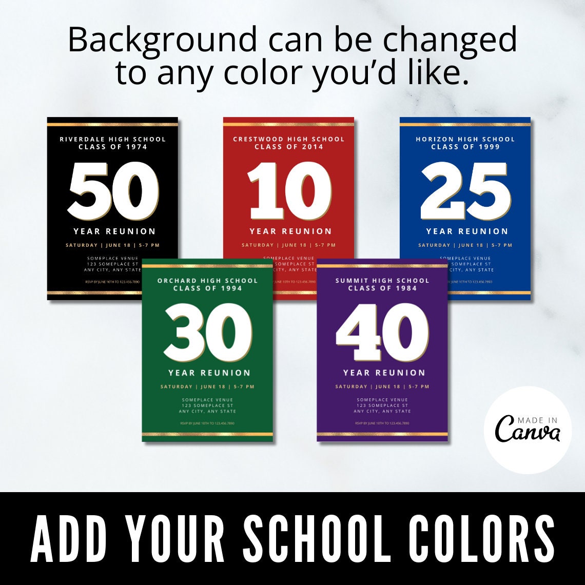 Class Reunion Invitation Template Editable, Customizable High School ...